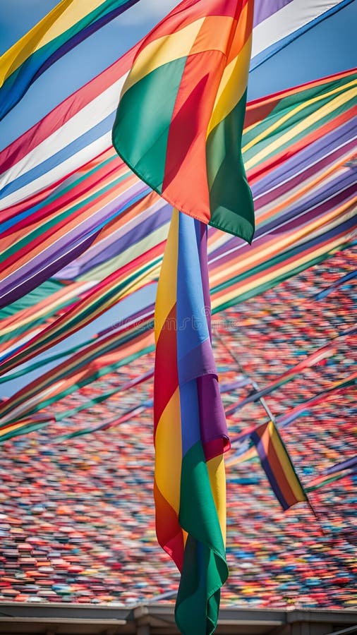 Rainbow Flag Waving in the Wind AI Generated Stock Illustration ...