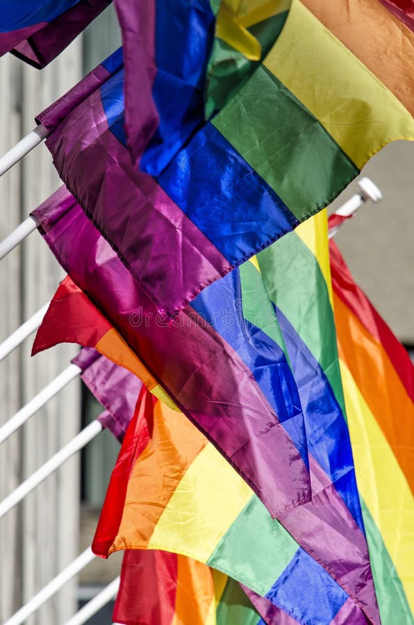 Rainbow Flags on a Windy Day Stock Image - Image of lgbti, lesbian ...