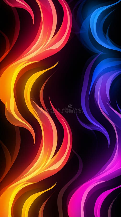 Rainbow Flames Shine in the Dark Stock Illustration - Illustration of ...