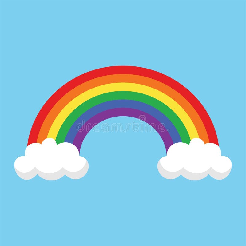 Illustration of Rainbow Flat Style with Clouds Stock Vector ...