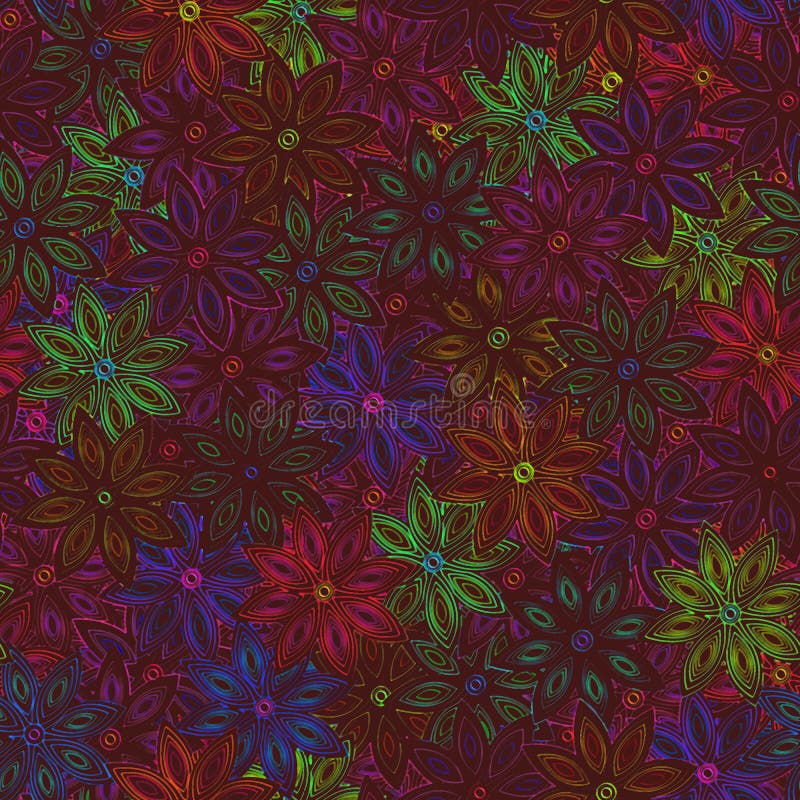 Rainbow Flower Seamless Pattern Stock Illustration - Illustration of ...