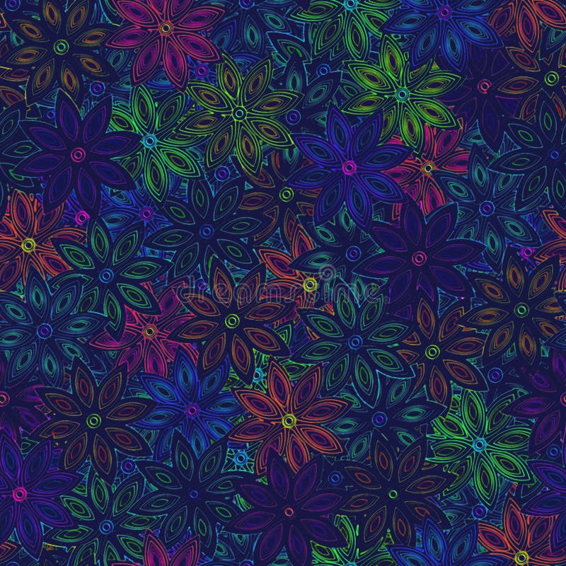 Rainbow Flower Seamless Pattern Stock Illustration - Illustration of ...