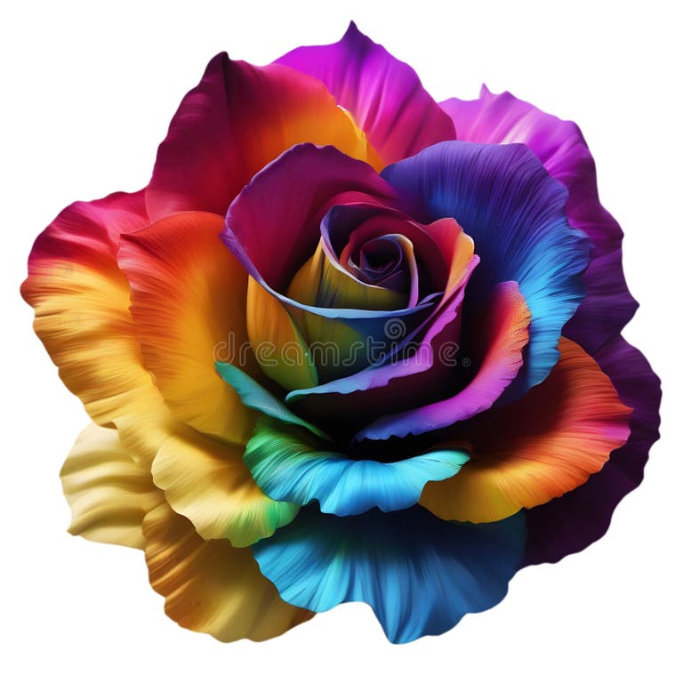Rainbow Flowers with Vortex Liquid Effect. AI-Generated. Stock Image ...