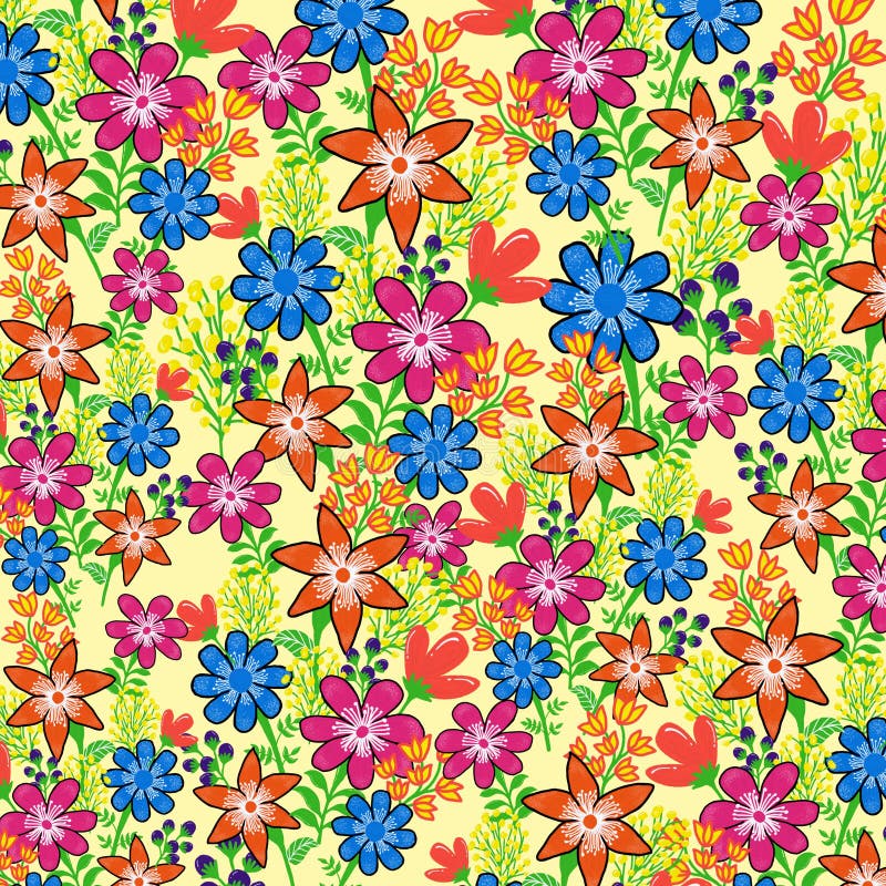 Rainbow Flowers with Yellow Background Stock Illustration ...