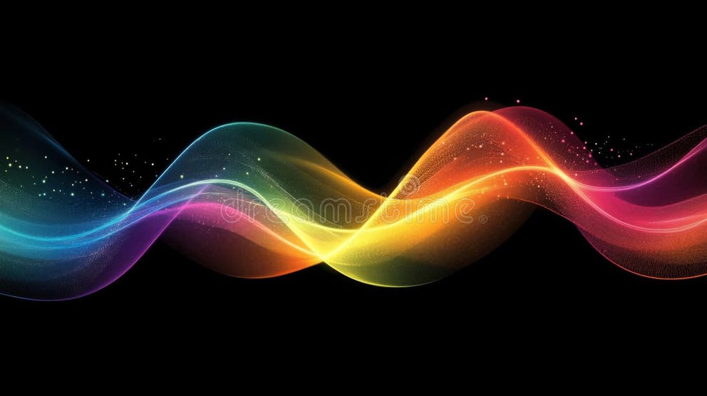 Rainbow Flowing Abstract Light Waves Design Stock Illustration ...