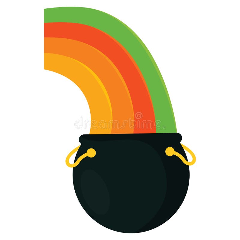 Rainbow Flowing into Pot of Treasure. Vector Stock Vector ...