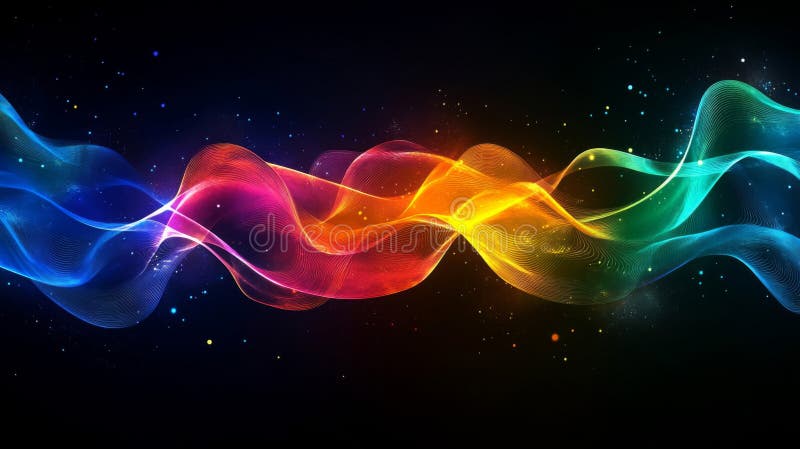 Rainbow Flowing Waves Abstract Digital Art Stock Illustration ...