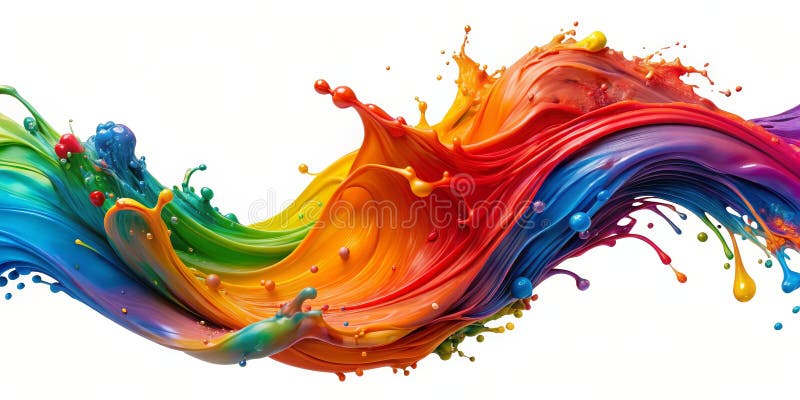 Rainbow Fluid Dynamics 3D Render, Vibrant Splashes Stock Illustration ...