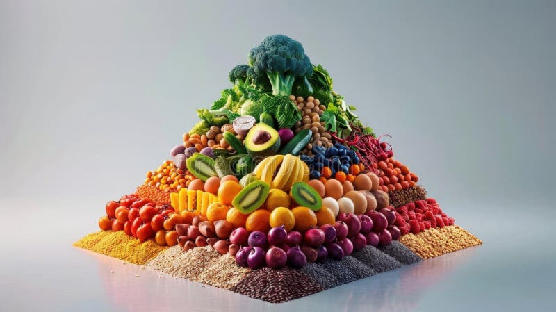 Rainbow Food Pyramid, Healthy Eating Guide Stock Illustration ...