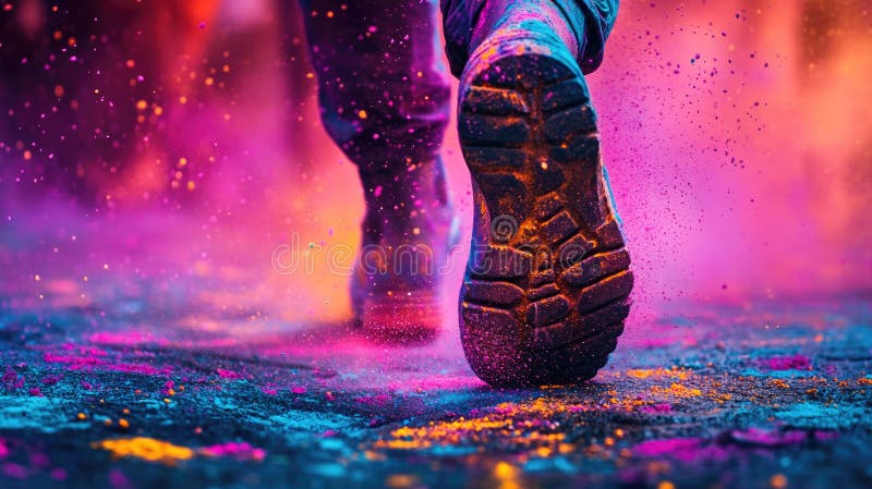 Rainbow Footprints stock photo. Image of stepping, shoe - 358545770