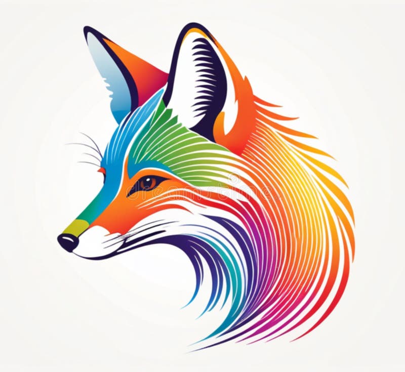Rainbow Fox: the Abstract Charm of the Cunning Creature Stock ...