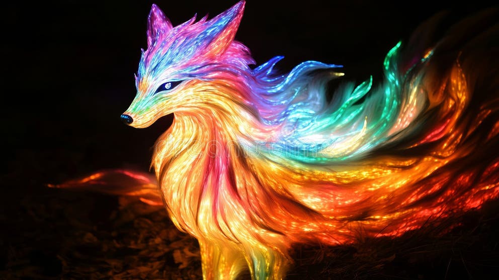 Rainbow Fox Spirit. Magical and Vibrant Stock Illustration ...