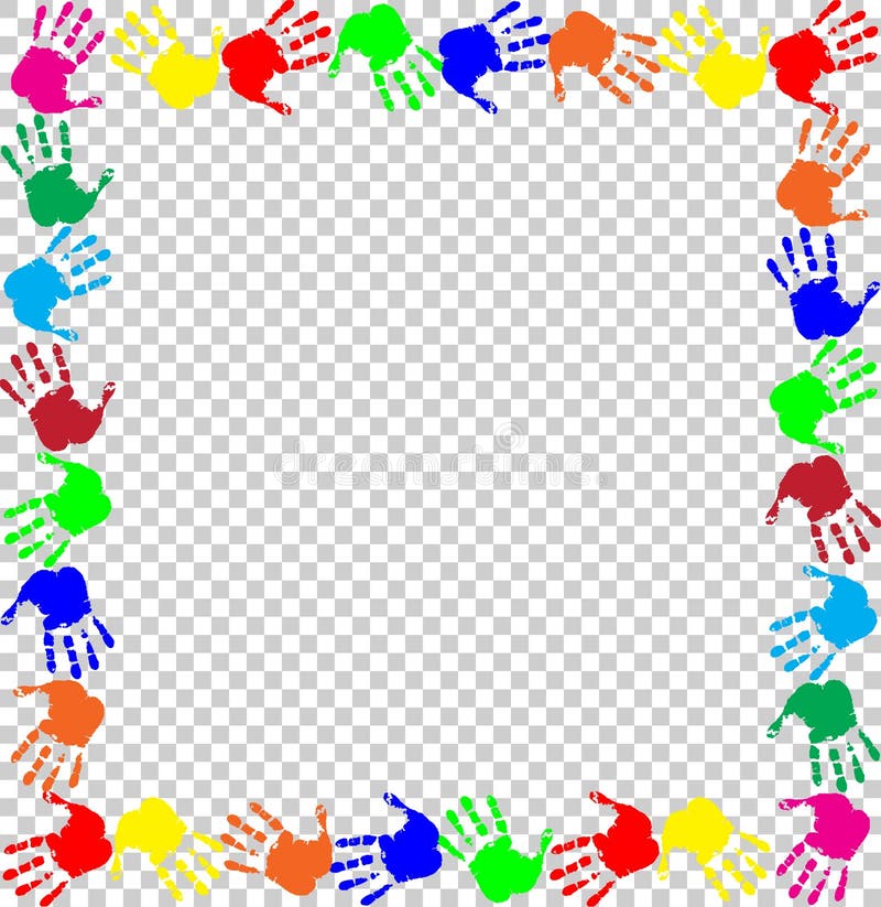 Child Handprint Border Abstract Colorful Hand Print Border Or Frame On