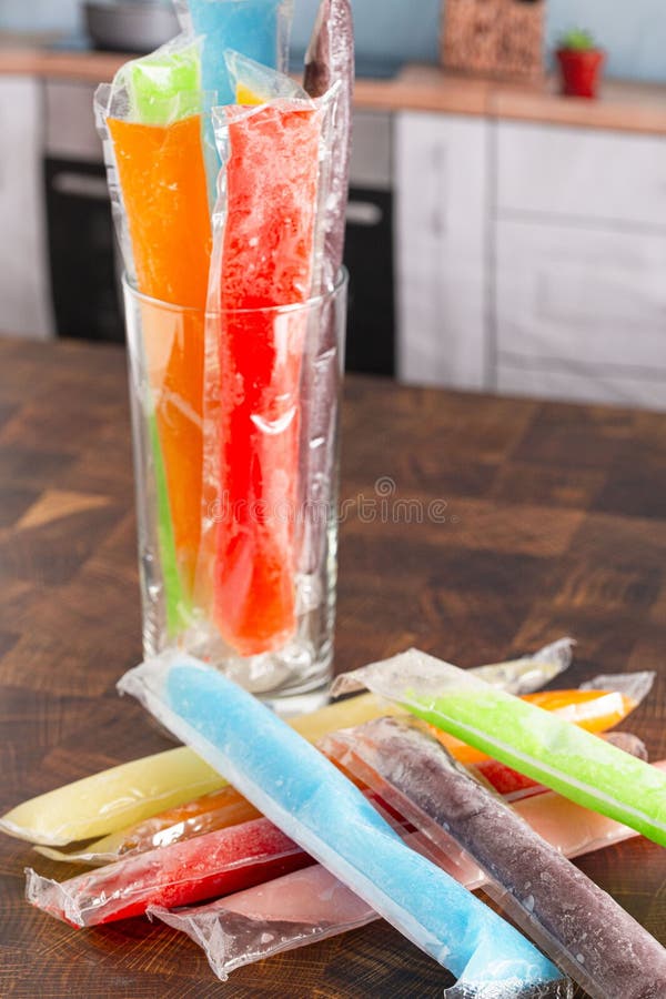 Rainbow Frozen Ice Pop Rainbow Frozen Ice Pop Popsciple on a Kitchen ...