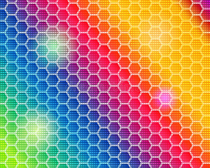 Rainbow Futuristic Laser Hive in Hexagon Shape Network Light with Dot ...