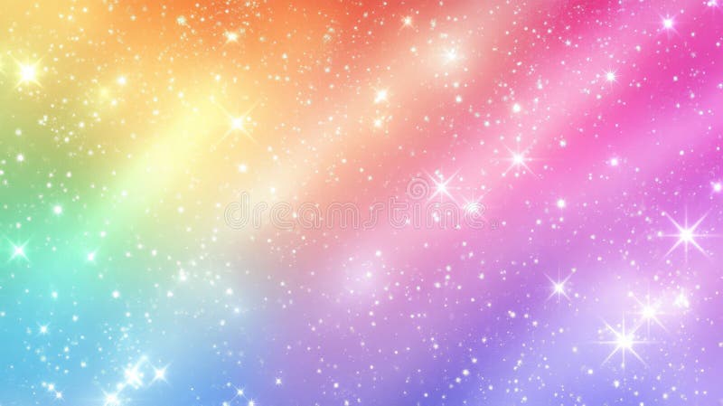 Rainbow Galaxy Background with Pastel Colors and Sparkling Stars Stock ...
