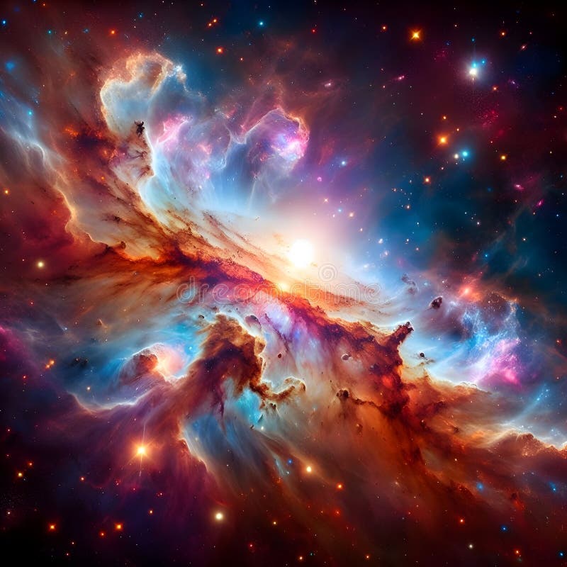 Rainbow Galaxy on the Universe. Stock Illustration - Illustration of ...