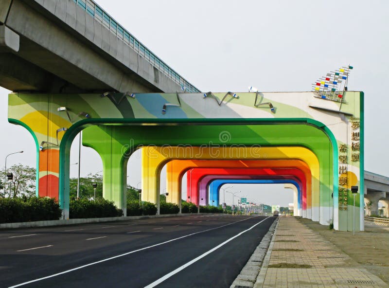 A rainbow gate stock photo. Image of welcome, urban, pier - 12700270