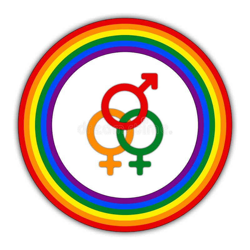 Rainbow Gay Couple Pride Flag Circle Symbol Of Sexual Minorities Two