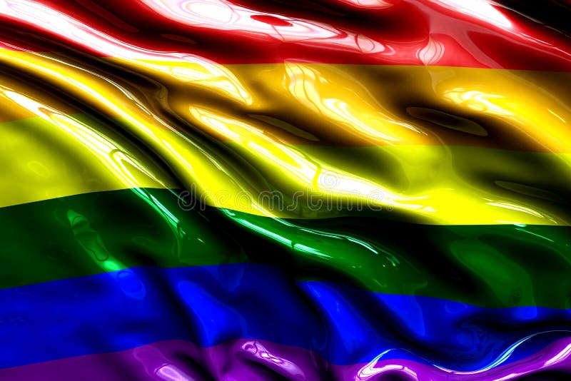 Rainbow Gay Pride Flag, Three Dimensional Render, Satin Texture Stock ...