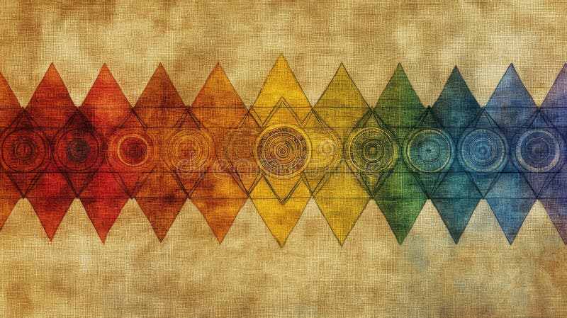 Rainbow Geometric Triangles Mandala Pattern Background Stock ...
