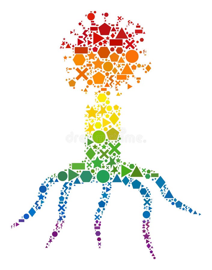 Rainbow Geometric Viral Agent Collage Stock Vector - Illustration of ...