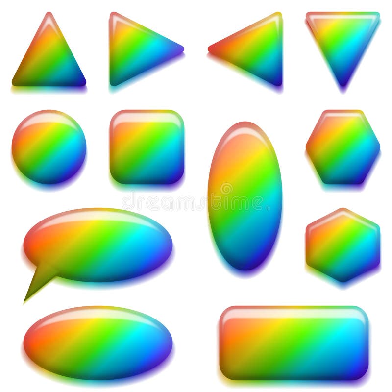 Rainbow glass buttons, set stock vector. Illustration of blue - 28614659