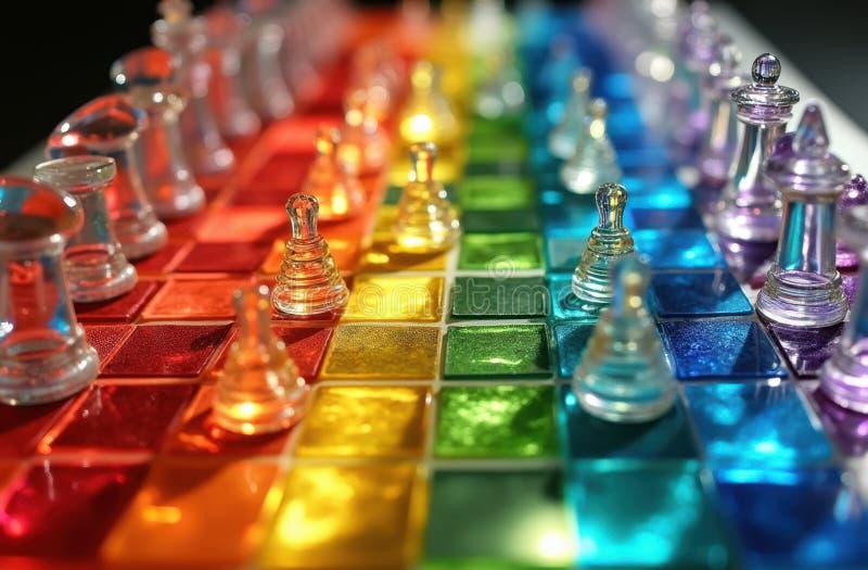 A Rainbow Glass Chess Board at 4-1-2024 Stock Illustration ...