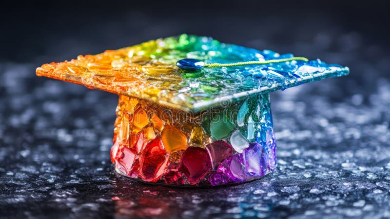 Rainbow Glass Graduation Cap Artistic Craft Stock Illustration ...