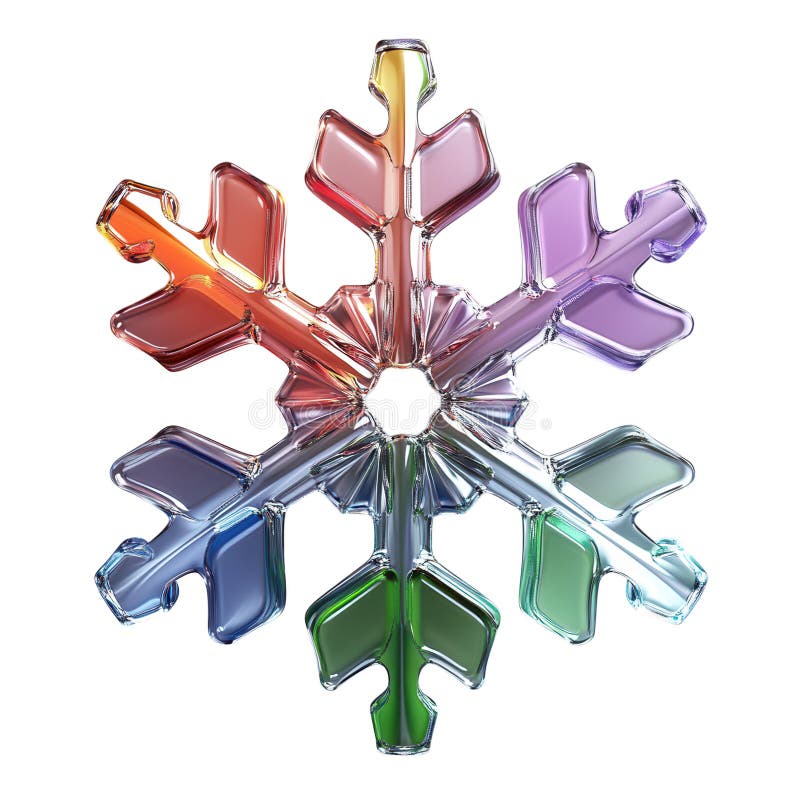 Rainbow Glass Snowflake Design Element Isolated on Transparent ...