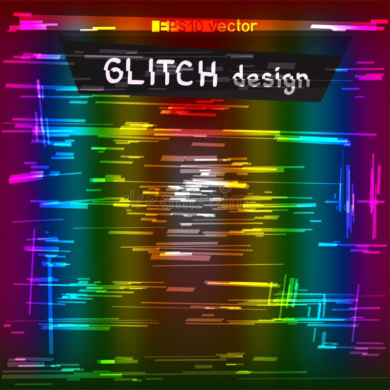 Glitch Banner with Color Distortions. Abstract Horizontal Lines. TV ...