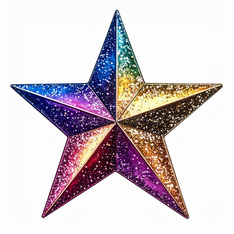 Rainbow Glitter Five-Pointed Star on White Stock Illustration ...