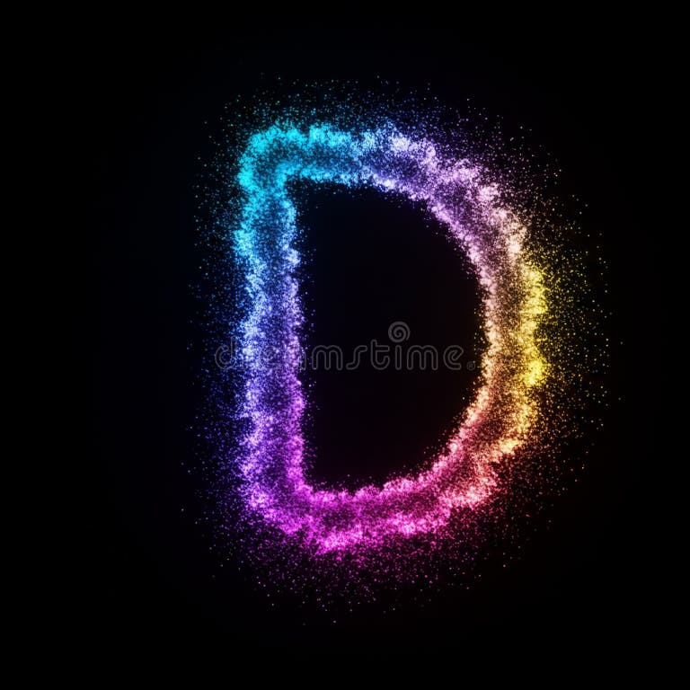 Rainbow Glitter Letter D on Black Background Stock Illustration ...