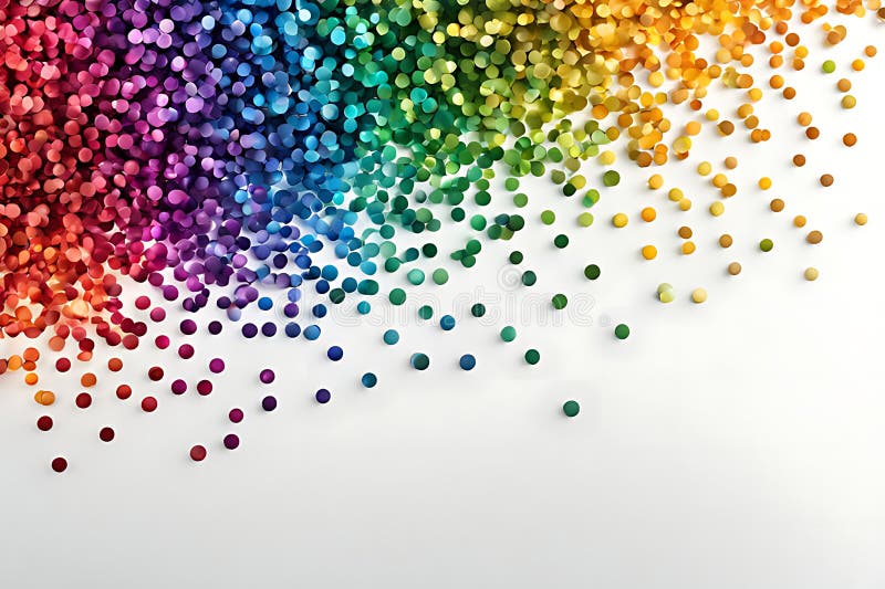 Rainbow Glitter Particles Scattered on a White Background with Copy ...