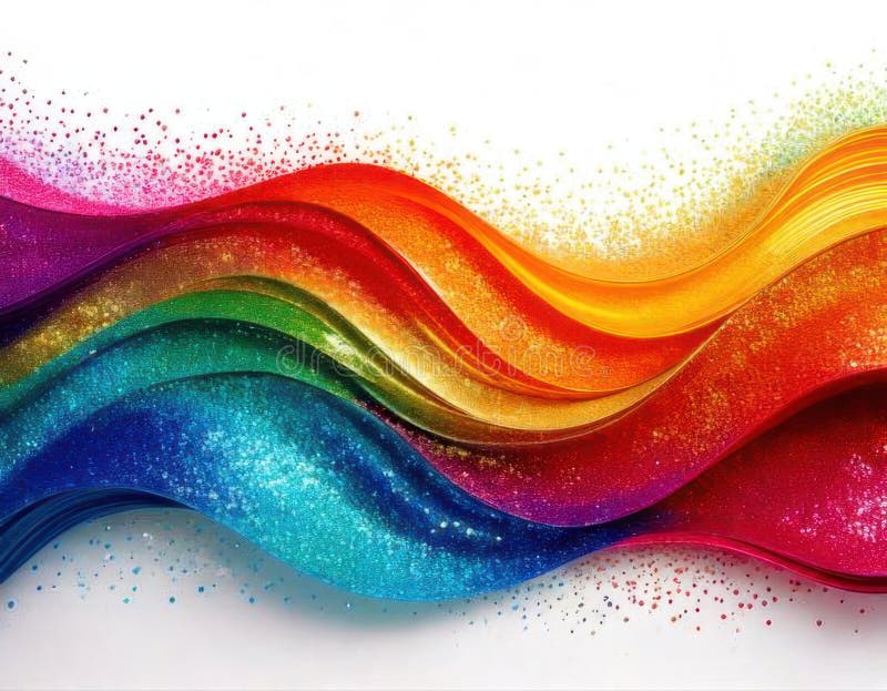 Rainbow Glitter Waves on White Background Stock Illustration ...