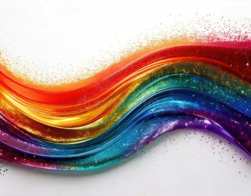 Rainbow Glitter Waves on White Background Stock Illustration ...