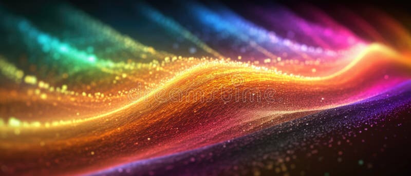 Rainbow Glow Wave Particle Abstract Background. Light Blurred of ...