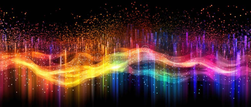 Rainbow Glow Wave Particle Abstract Background. Light Blurred of ...