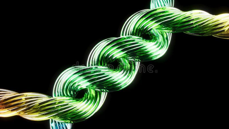 Rainbow Glowing Wire in the Shape of an Electric Braided Knot, on Black ...