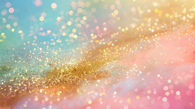 Rainbow and Gold Glitter Background Design Stock Illustration ...