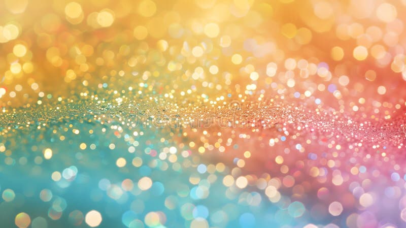 Rainbow and Gold Glitter Background Design Stock Illustration ...