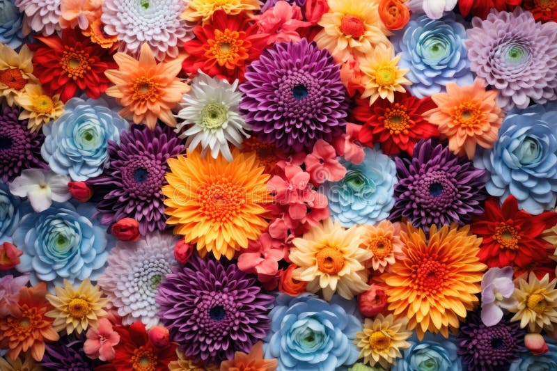A Rainbow Gradient of Floral Blooms Shot from a Top-down Perspective ...
