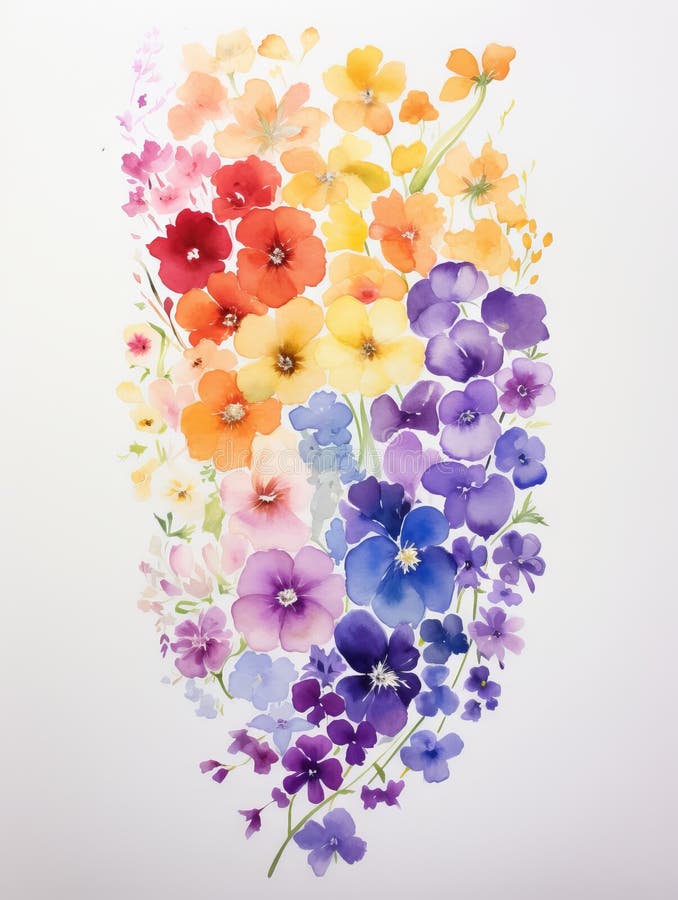 Rainbow Gradient Flowers on White Canvas AI Generated Stock ...