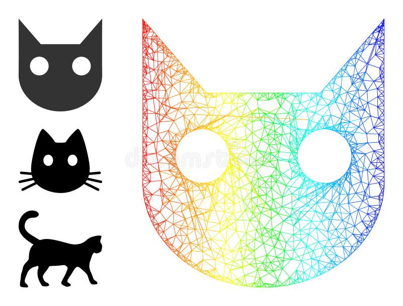 Rainbow Gradient Irregular Mesh Cat Head Icon Stock Vector ...