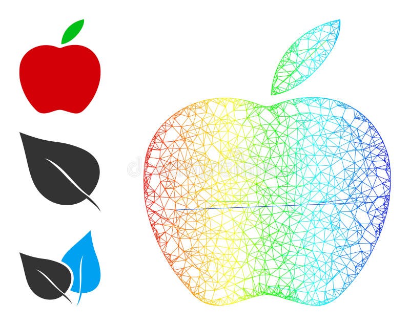 Rainbow Gradient Linear Mesh Apple Icon Stock Vector - Illustration of ...