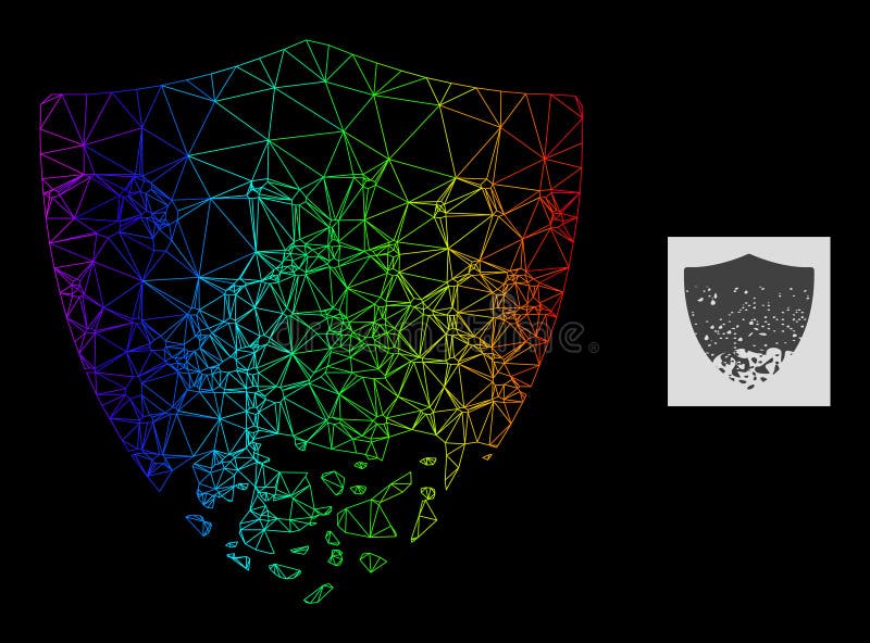 Spectrum Gradiented Polygonal Mesh Damaged Shield Icon Stock Vector ...