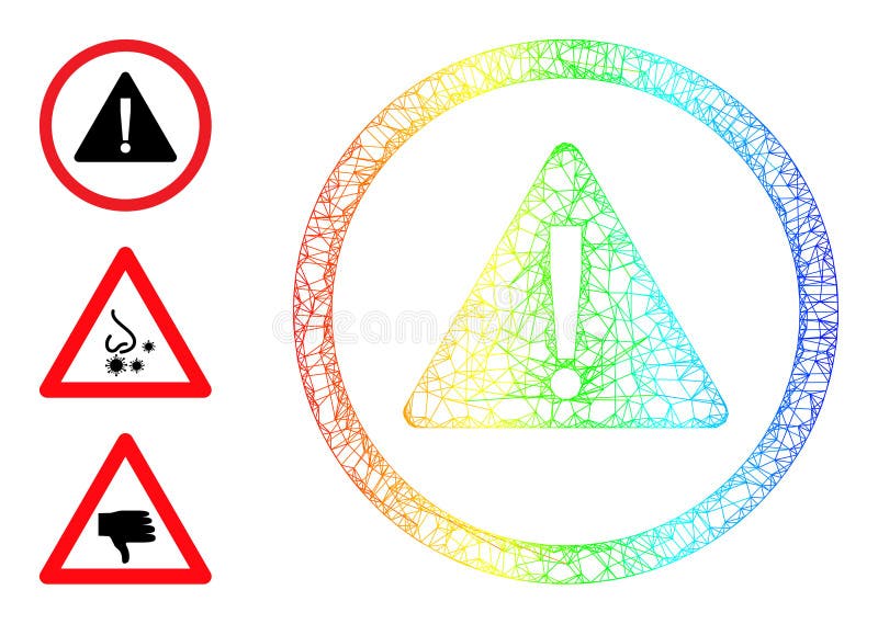 Rainbow Gradient Network Mesh Danger Sign Icon Stock Illustration ...
