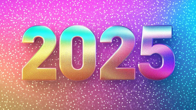 Rainbow Gradient 2025 New Year Sparkling 2025 Digits Vibrant Rainbow ...