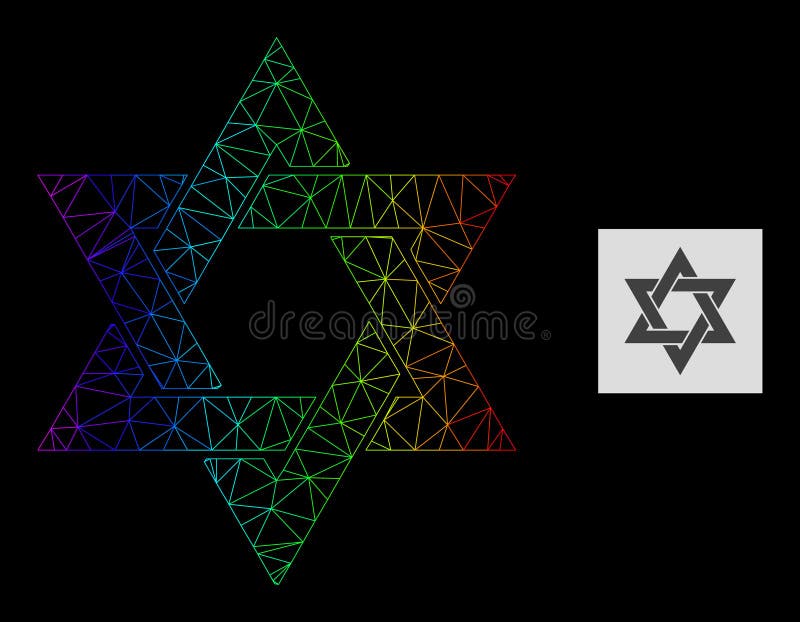 Rainbow Gradient Polygonal Network David Star Icon Stock Vector ...