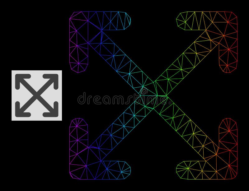 Rainbow Gradient Polygonal Network Enlarge Arrows Icon Stock Vector ...